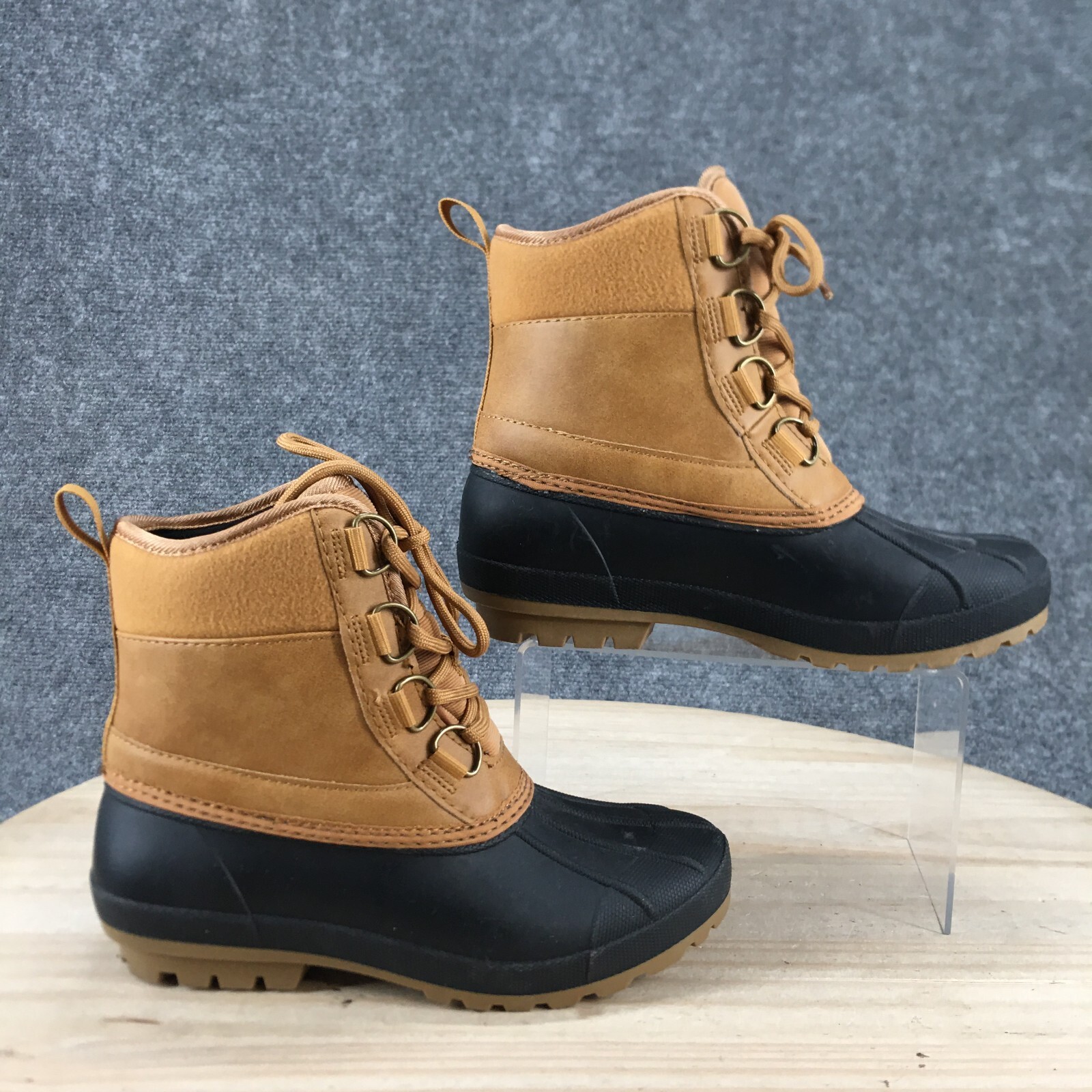 Universal Thread Duck Boots Womens 6 Tiffy Snow Brown Faux Leather Lace ...