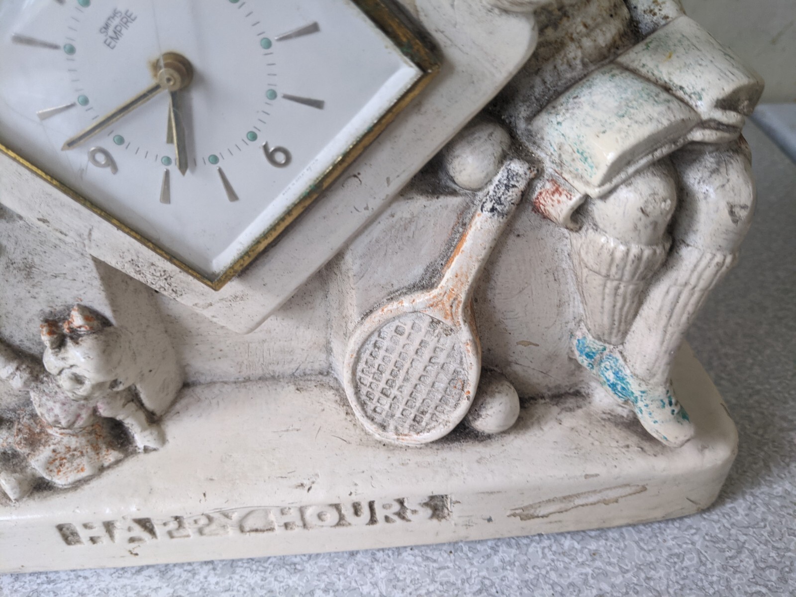 VINTAGE SMITHS EMPIRE CLOCK - HAPPY HOURS - PLASTER YOUNG GIRL - SPARES ...