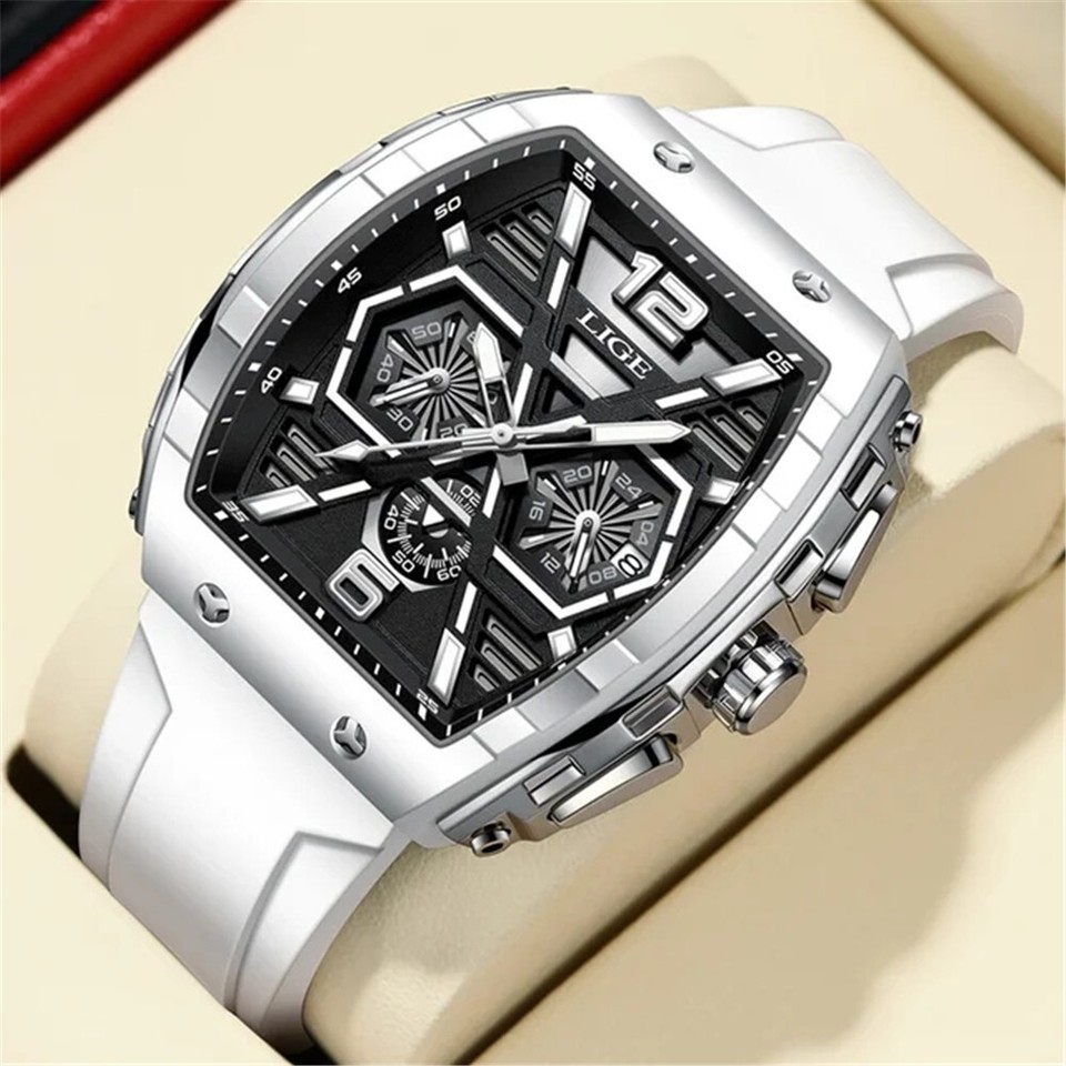 LIGE FOXBOX Men Rectangle Watch Chronograph Wristwatch Student Boy ...