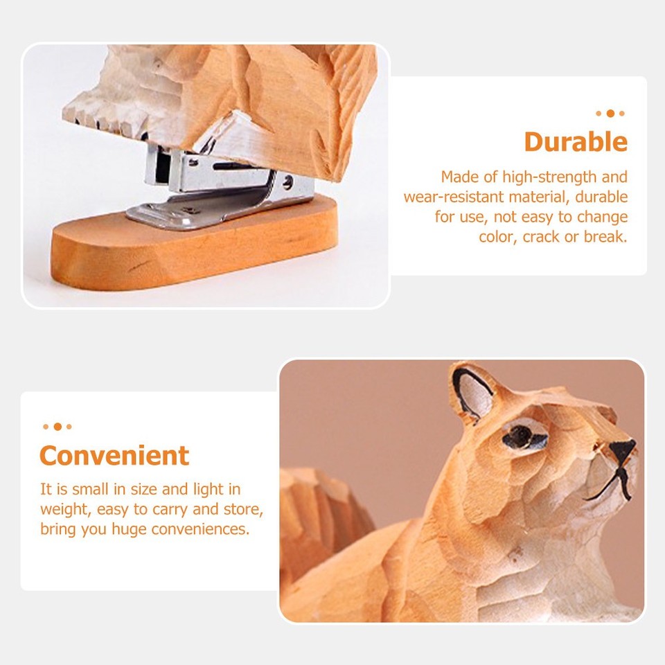 Wooden Animal Stapler Squirrel Stapler Desktop Wood Carving Statue Sculpture | eBay UK