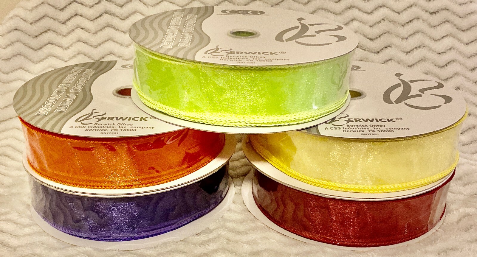 Sheer Wired Ribbon 1 1/2 in x 50 yds by Berwick Offray (5 colors ...