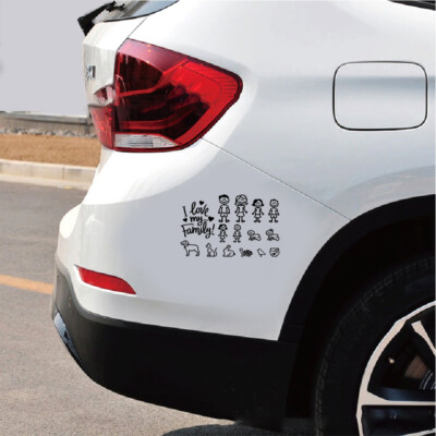 My Family Pet Cat Dog Stick Figure Stickers For Car Window Bumper Vinyl ...