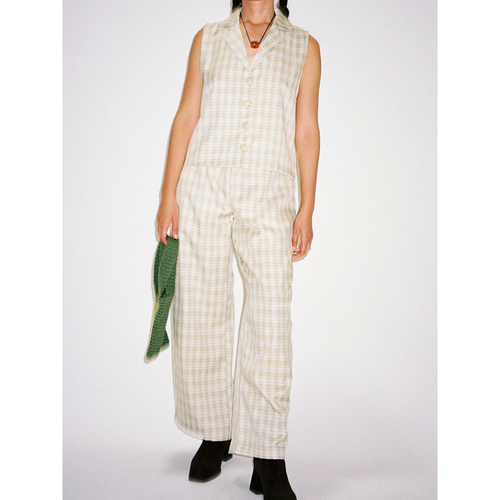 Lisa Says Gah Meryl Plaid Pants Plus Wide Leg Green White Womens Size ...