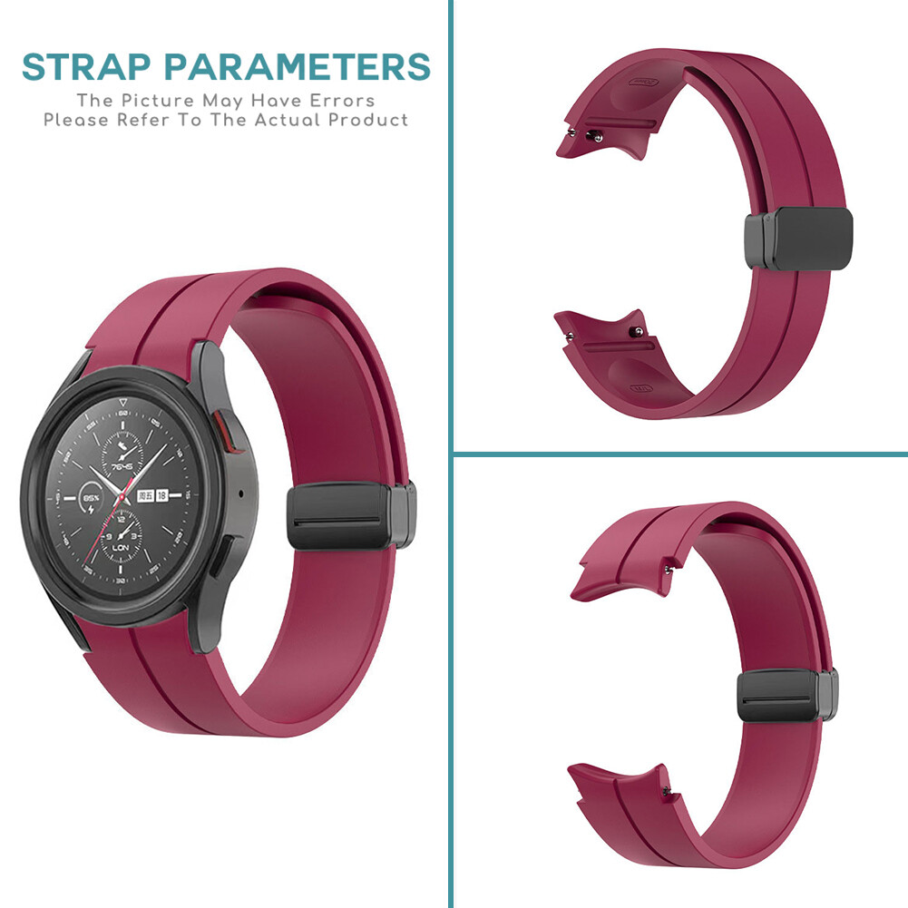 21cm Magnetic Buckle Watch Strap for Galaxy Watch5/5 Pro/4 (Wine Red ...