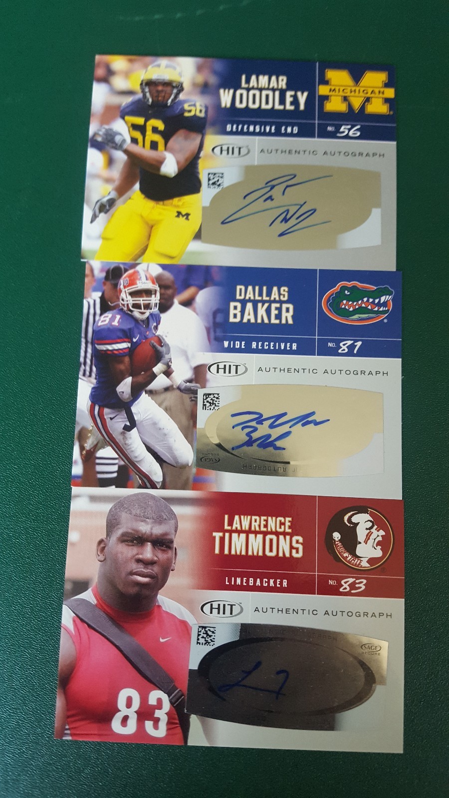 2007 STEELERS 3 CARD ROOKIE AUTOGRAPH LOT SAGE HIT -TIMMONS,WOODLEY ...
