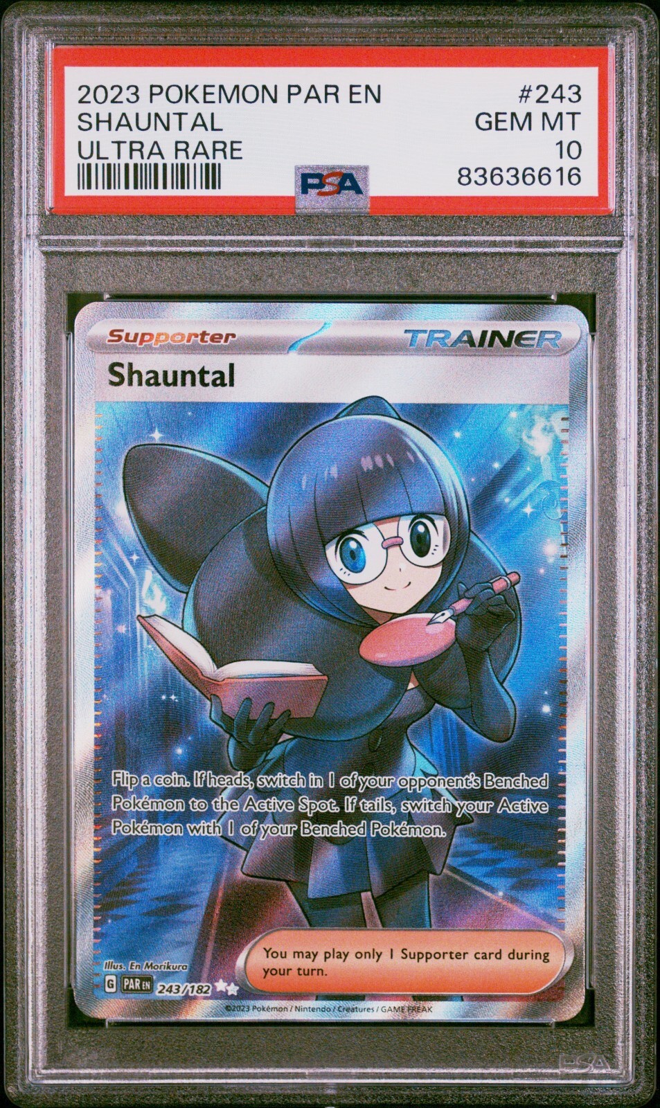 PSA 10 Shauntal 243/182 Full Art Trainer Paradox Rift Pokemon Card GEM ...