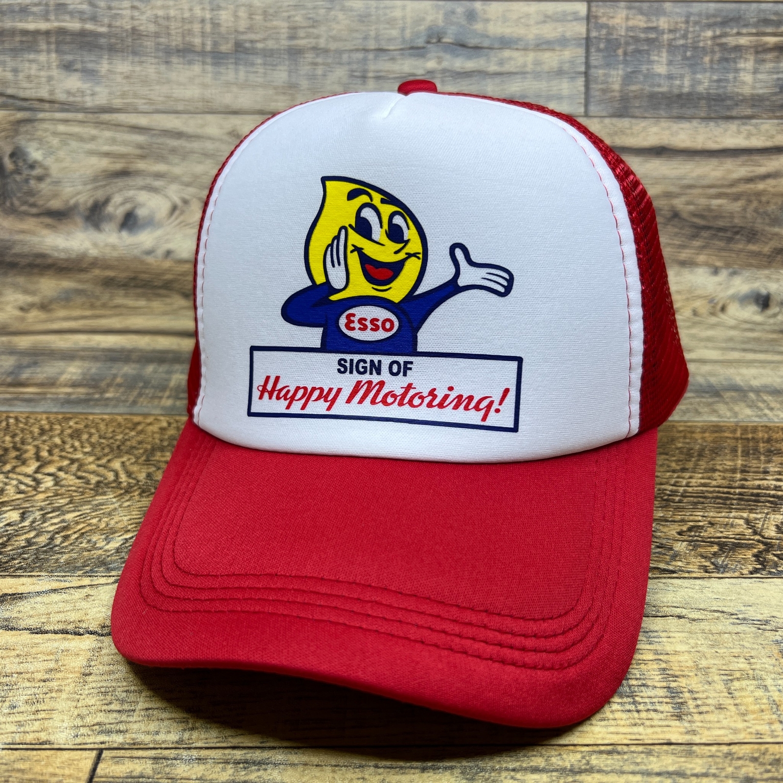 Esso Oil Mens Trucker Hat Red Snapback Petrol Diesel Throwback Vintage ...