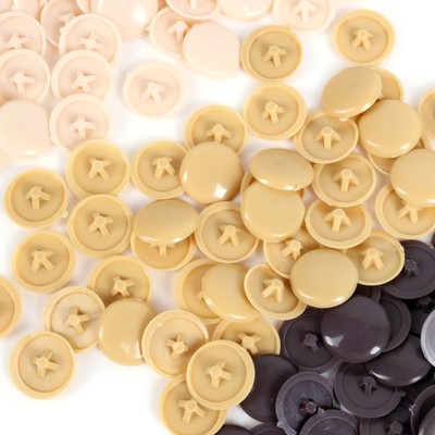 NATURAL WOOD COLOUR POZI SCREW CAPS Phillips Cross Head Push On Fit ...