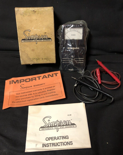 Vintage Simpson Model 372 Ohmmeter with Box, Instructions, and Leads ...