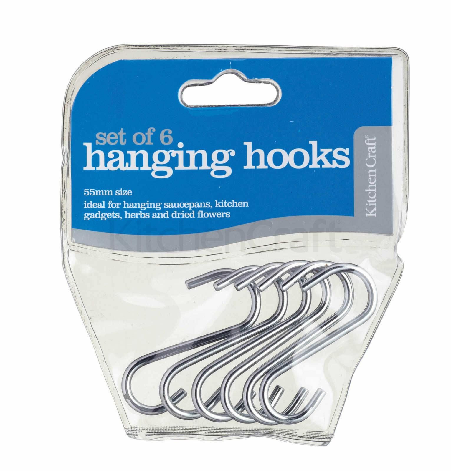 Kitchencraft Pack 6 55mm Hooks For Stainless Steel Hanging Utensil Rack ...