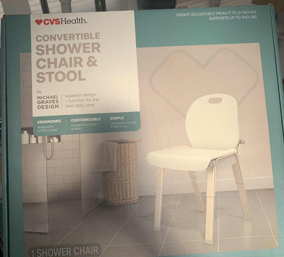 CVS health convertible shower chair and stool designed by Michael ...