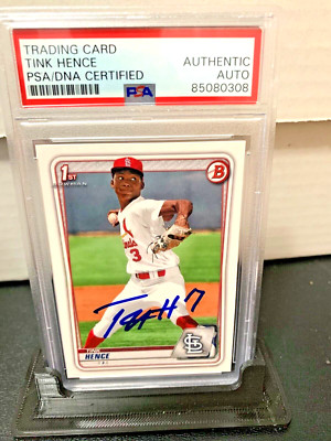 Tink Hence autograph signed 2020 1st Bowman baseball card PSA SLAB BD ...