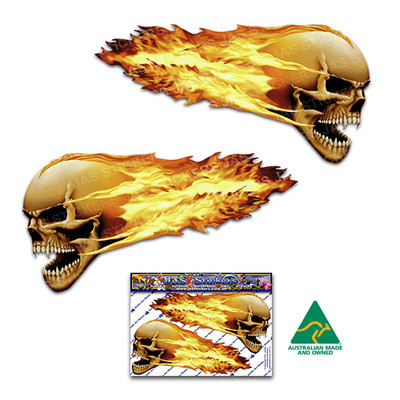 FLAMING SKULL Car Sticker XLge Scary Vinyl Decal Pack - ST016_4 ...