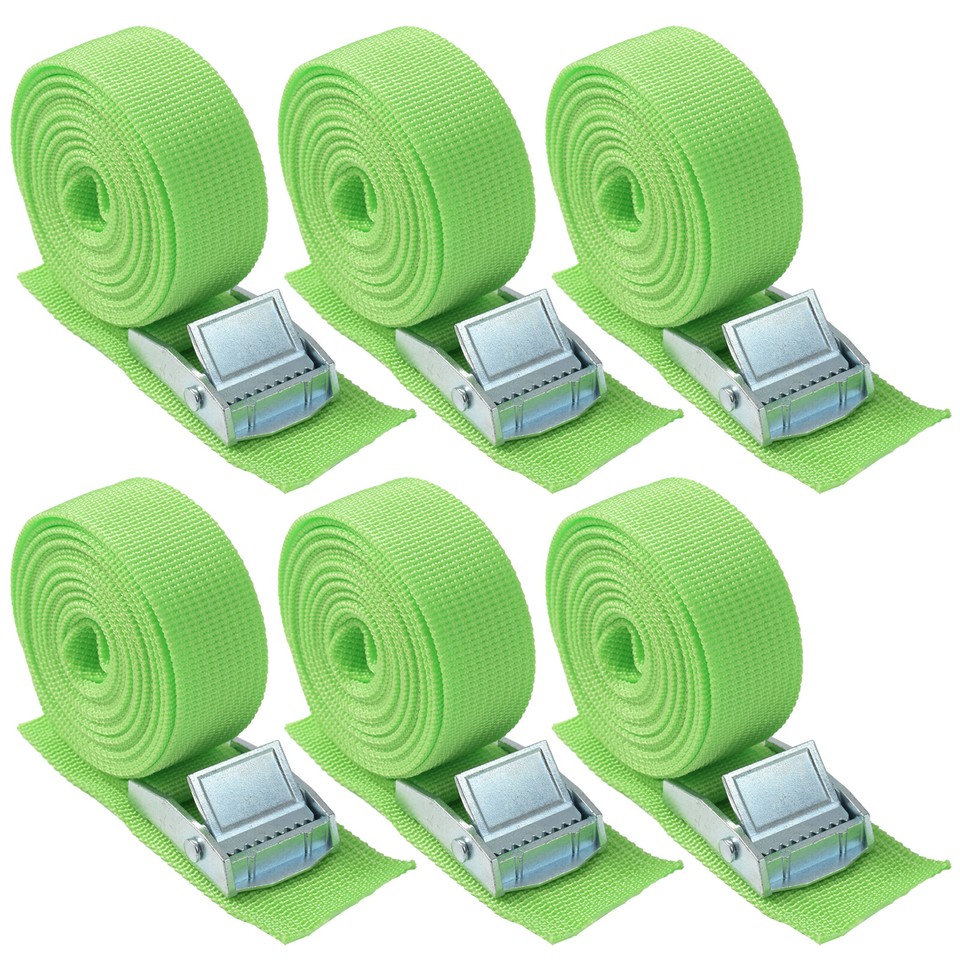 Set of 6 Lashing Straps with Buckles Adjustable Cam Buckle Tie Down ...
