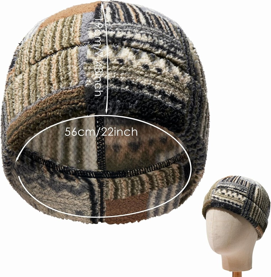 Winter Outdoor Warm Fleece Beanie Hat Windproof Skull Cap Ski Cap for ...