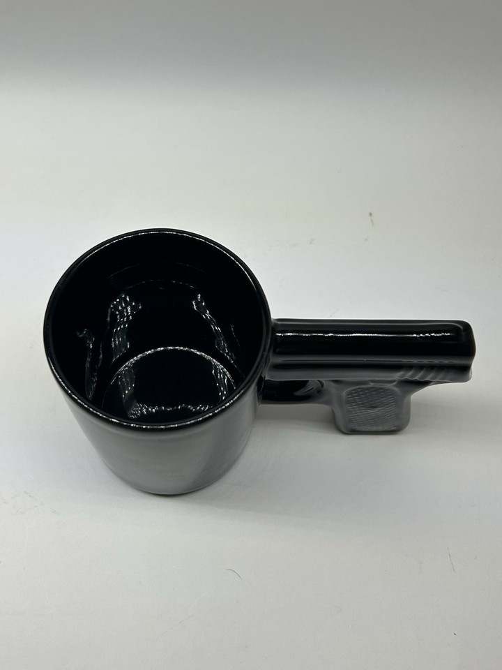 NEW BigMouth Gun Coffee Mug 16oz Black Ceramic Pistol Grip Novelty Cup ...