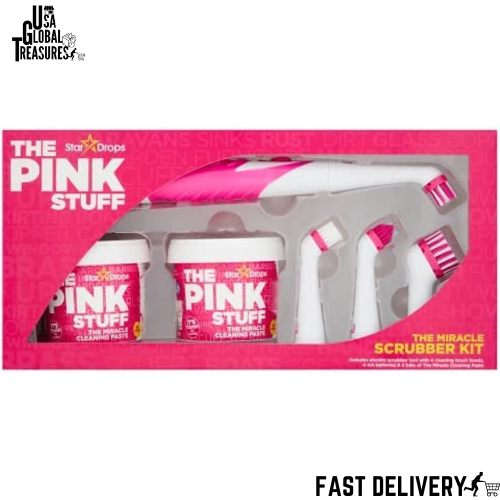 The Pink Stuff Miracle Scrubber Kit - 2 Tubs, Electric Tool, 4 Brush ...