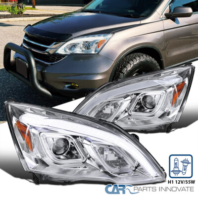 Clear Fits 2007-2011 Honda CRV CR-V Projector Headlights LED Strips ...