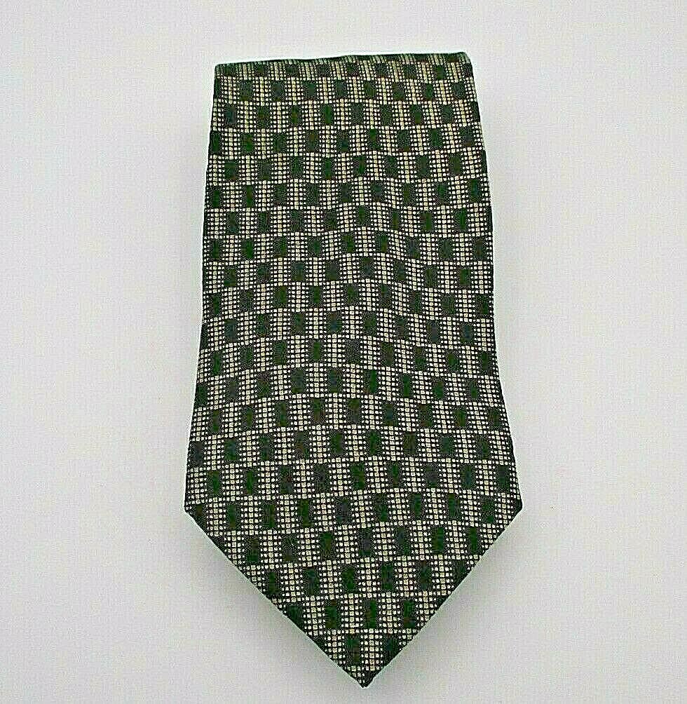 Bill Blass Black Label Men's Necktie Black Tan Checker Pattern Silk 58 ...