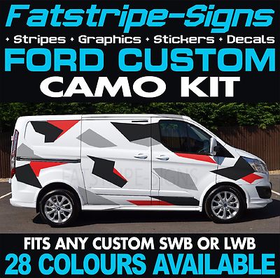 to fit FORD TRANSIT CUSTOM CAMO GRAPHICS STICKERS DECALS CAMOUFLAGE SWB ...