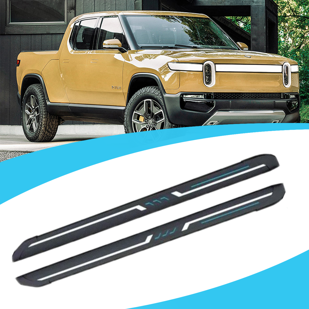 2PCS Aluminum Fixed Running Boards Side Steps Nerf Bars Fit Rivian R1T ...