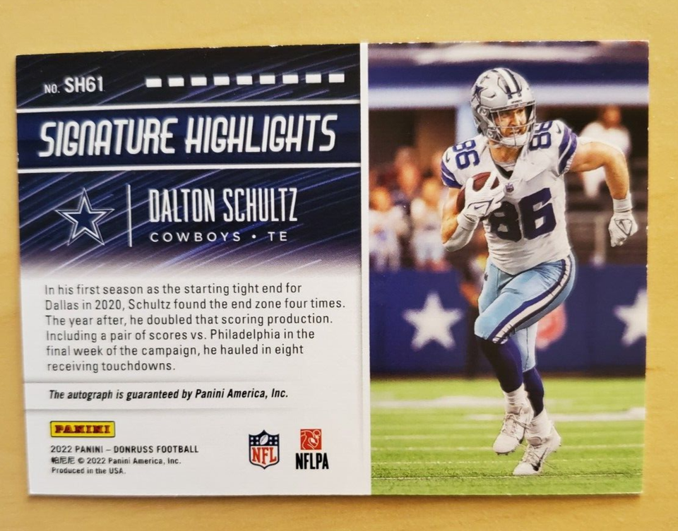 2022 Donruss Dalton Schultz Signature Highlights Auto #SH61 Dallas ...
