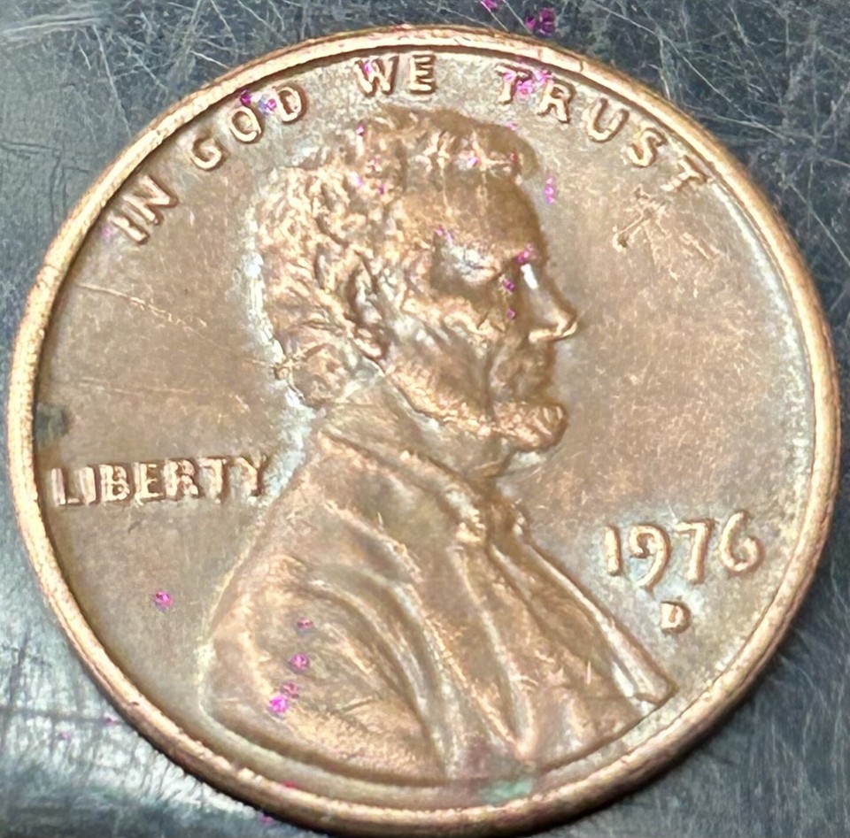 1976 D Lincoln Memorial Penny Cuts on Head and Face Strike Errors BN ...