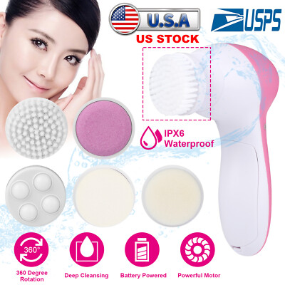360° 5 in 1 Facial Cleansing Brush Electric Face Body Scrub Tools ...