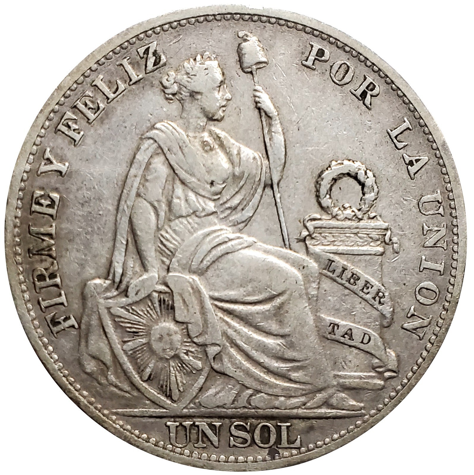 1894 TF PERU South America Antique Original BIG Silver Peruvian SOL ...