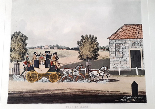 Large Engraving 19th England " Four IN Handmade " J Pollard Trip IN ...