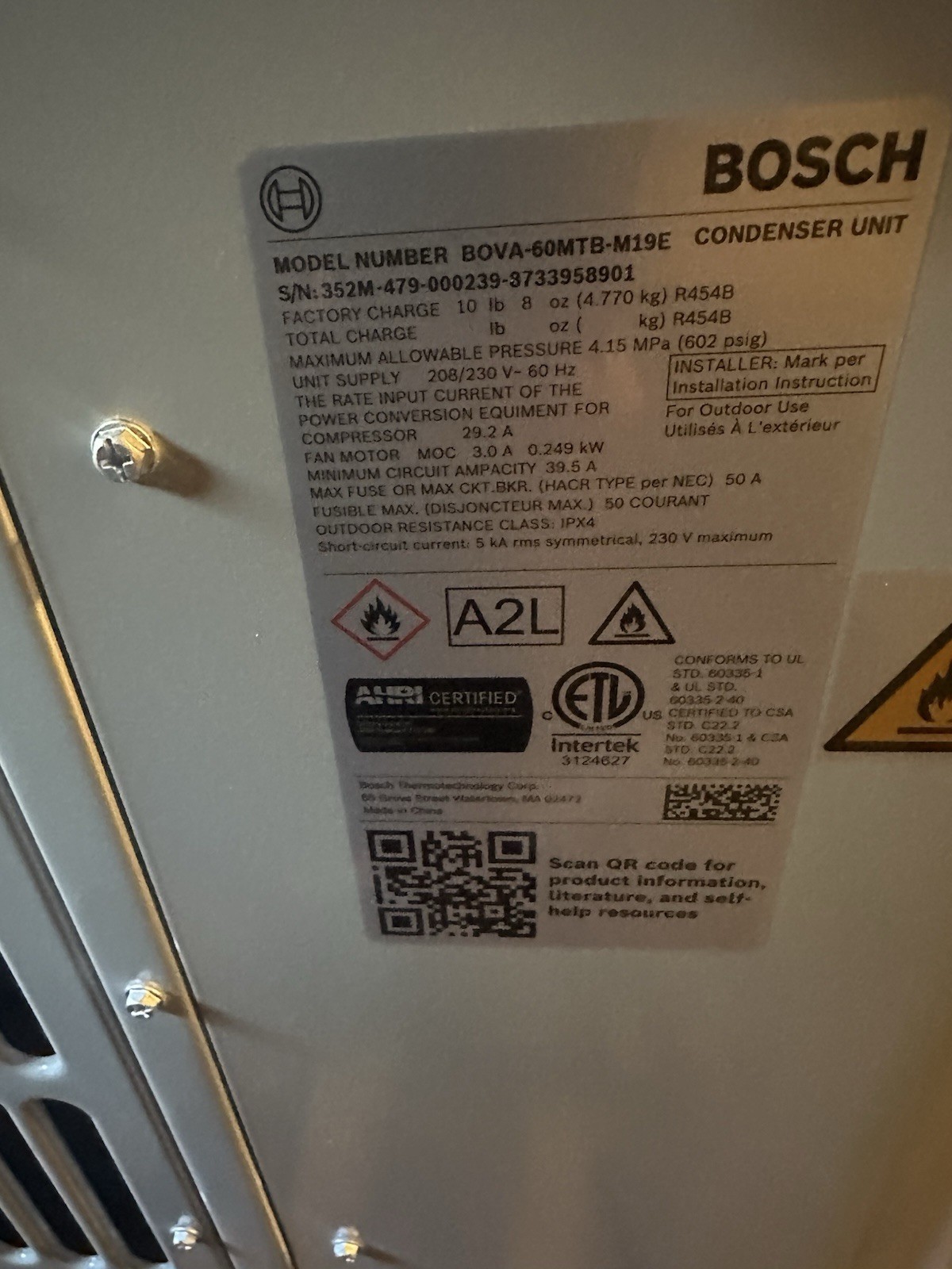 4-5 Ton Bosch IDS Ultra Cold Climate R454B Heat Pump Inverter BOVA ...