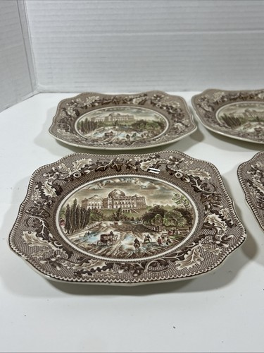 6 Johnson Brothers Historic America Square Salad Plates Brown The ...