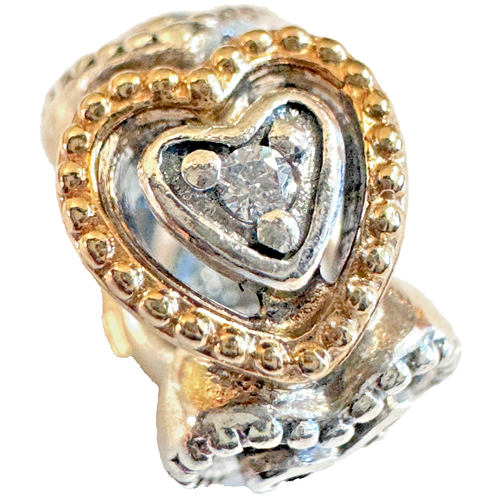 Pandora Sterling Silver with 14K Gold Celebration of Love Heart Spacer ...
