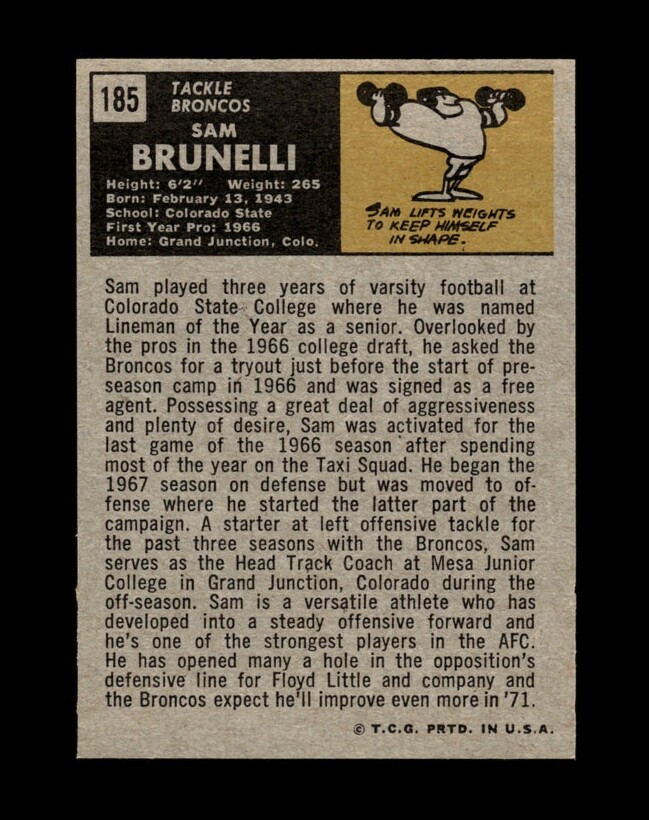 1971 Topps Set-Break #185 Sam Brunelli NR-MINT *GMCARDS* | eBay