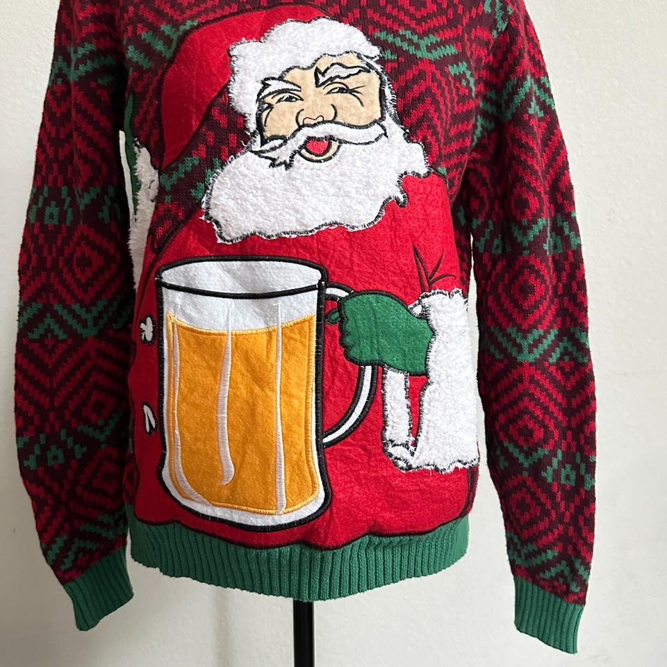 33 Degrees Ugly Christmas Sweater Mens Small Knit Pullover Santa Clause ...