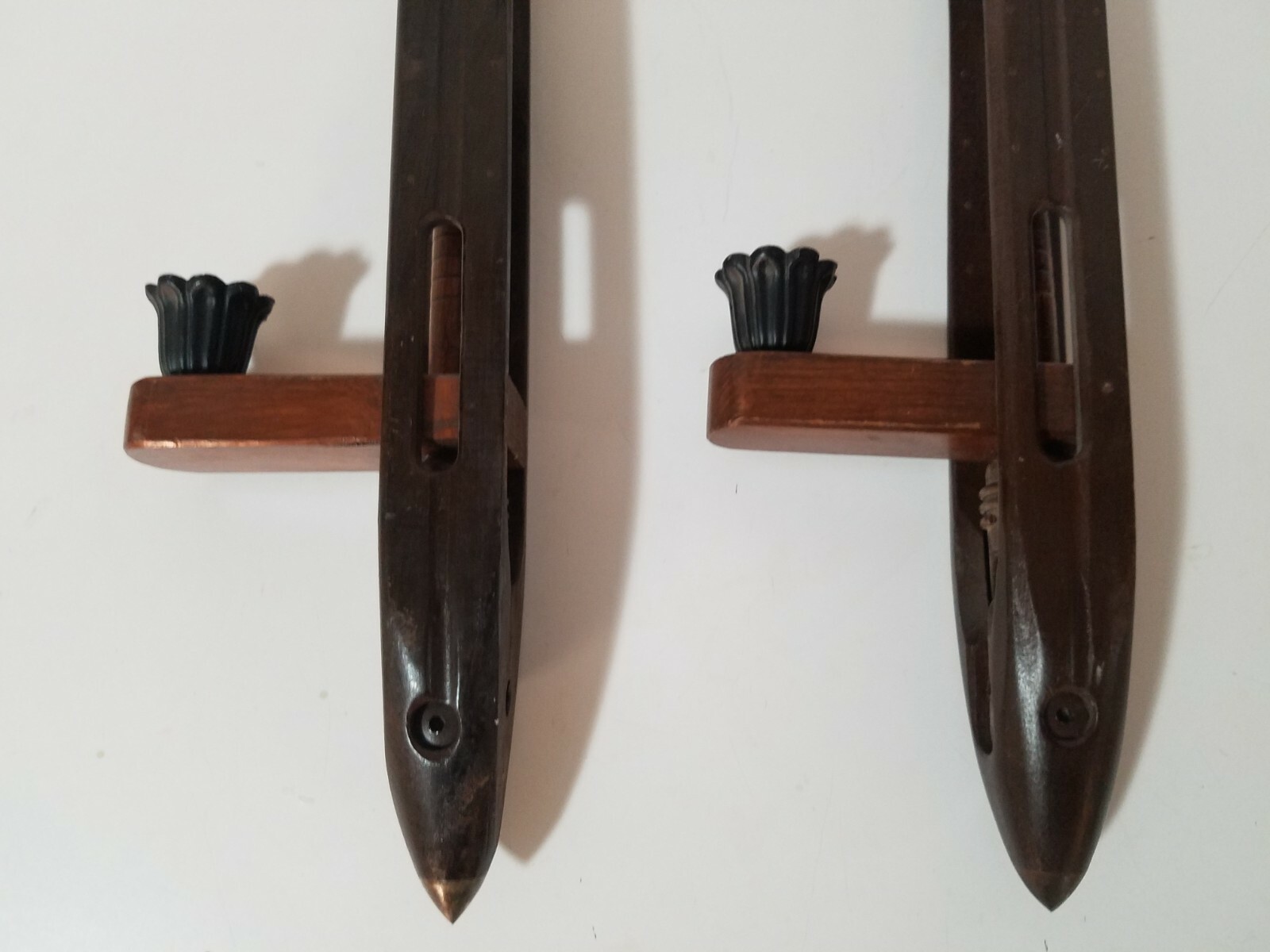 Pair Vintage Wooden Weaving Boat Shuttle Loom Mill Bobbin Candlestick ...