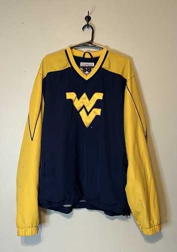 Vintage WVU West Virginia Mountaineers Embroidered Pullover Jacket Size ...