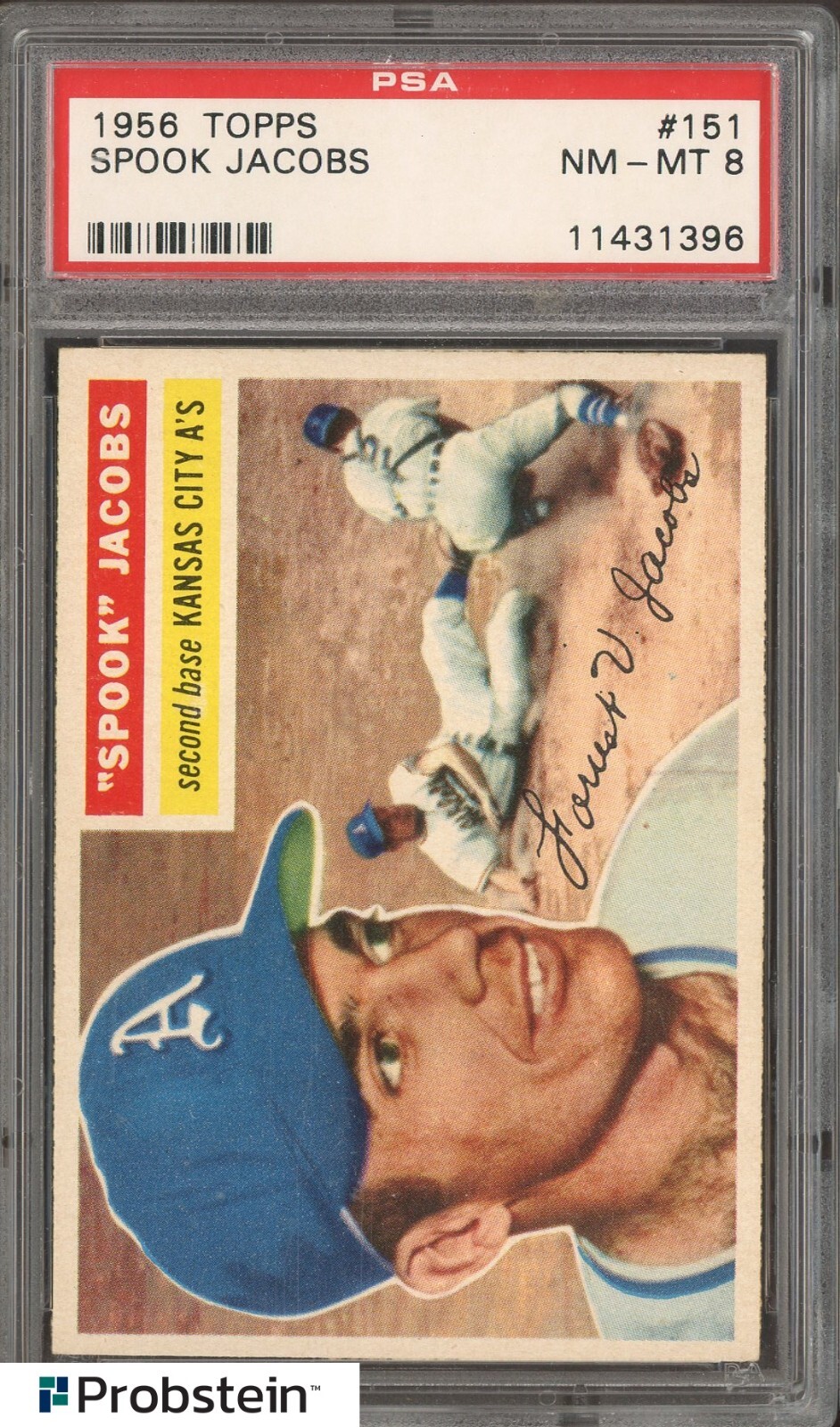 1956 Topps #151 Spook Jacobs Kansas City A's PSA 8 NM-MT | eBay