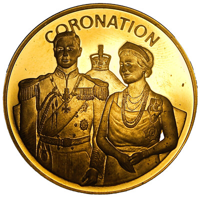 37.8mm 24K GOLD Plated 1980 The Queens Coronation Proof Medallion ...