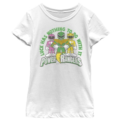 Girl's Power Rangers St. Patrick's Day Luck has Nothing to do with It T ...
