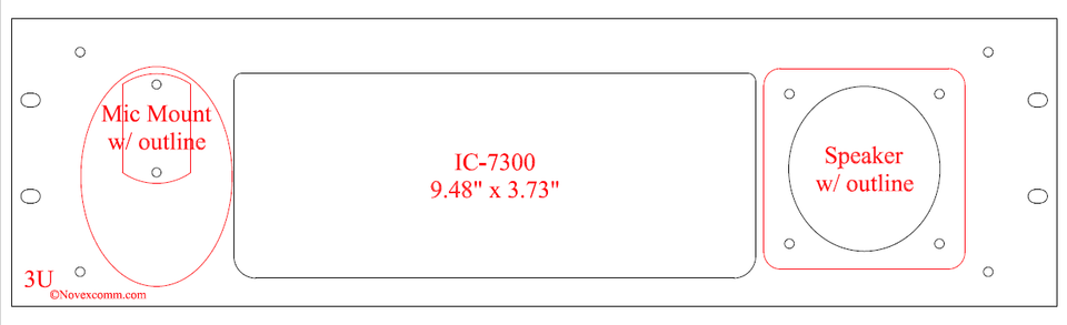 3U RACK PANEL for ICOM IC-7300 with Options - SPEAKER, 30A PS, MIC CLIP ...