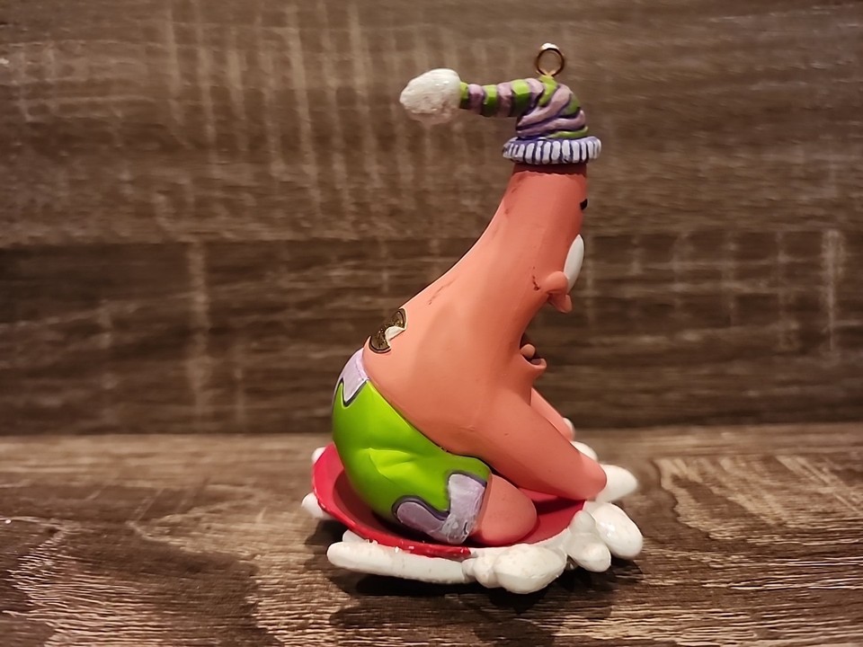 Vintage Spongebob Squarepants Patrick Star Sledding Christmas Ornament ...