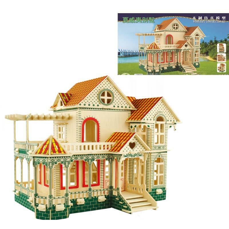 Wooden Hawaii Villa Model 3D Puzzle DIY Miniature Building Kits Kids ...