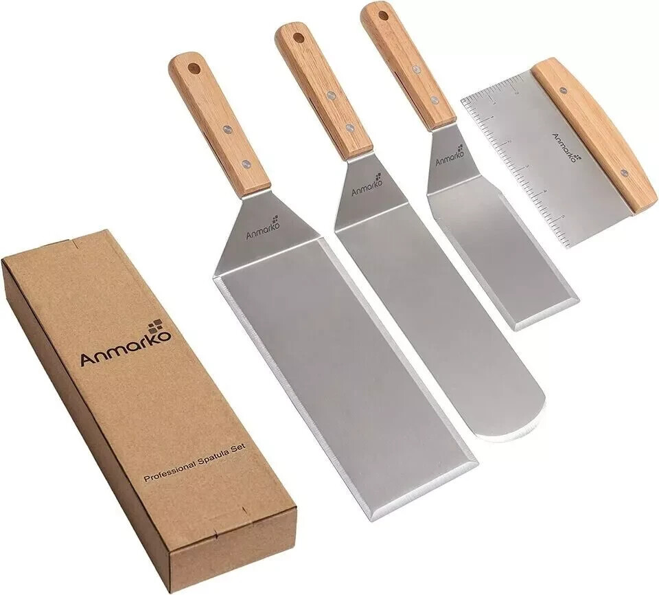 Commercial Quality Stainless Steel Spatula Set Metal Grill Turner ...