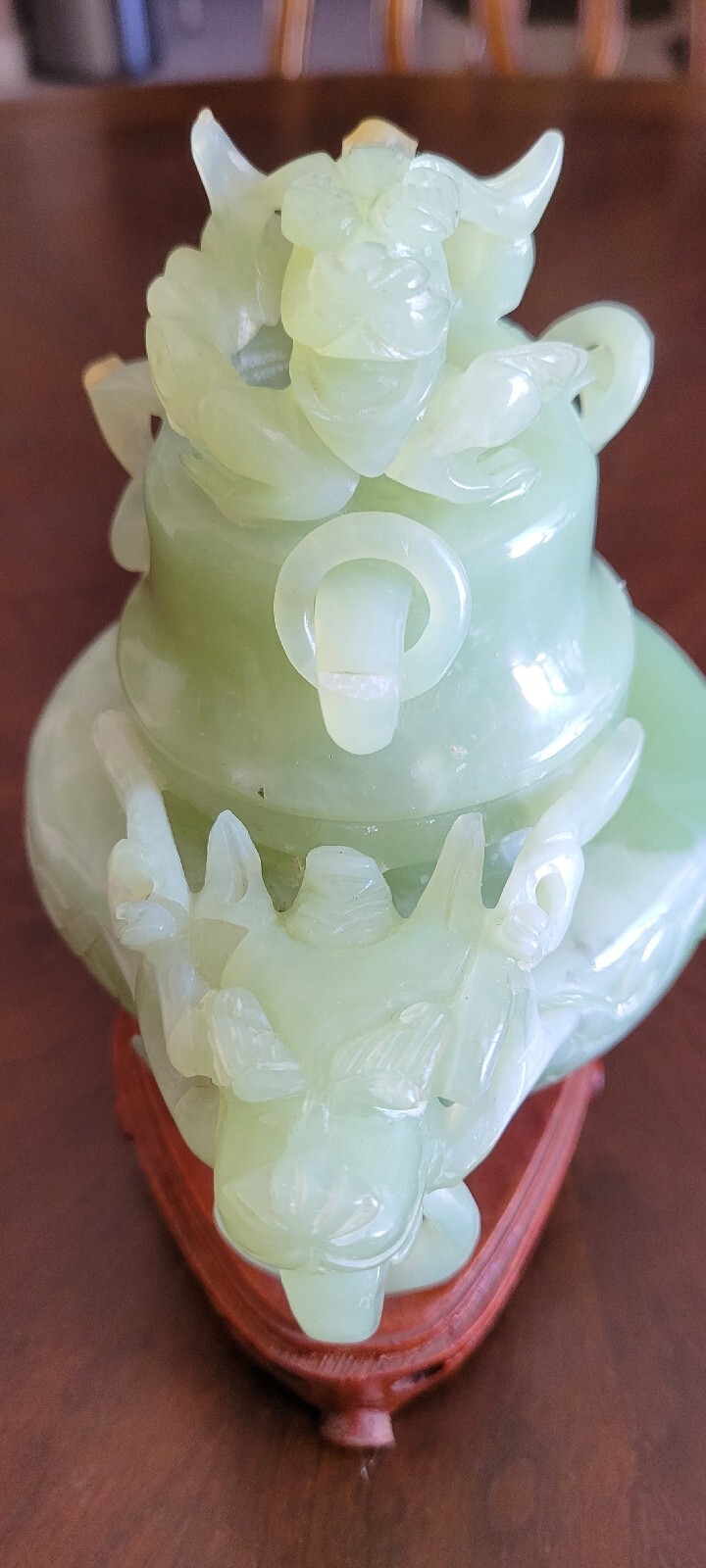 Oriental Large Hand Carved Light Green Jade Fu Dog Incense Burner | eBay