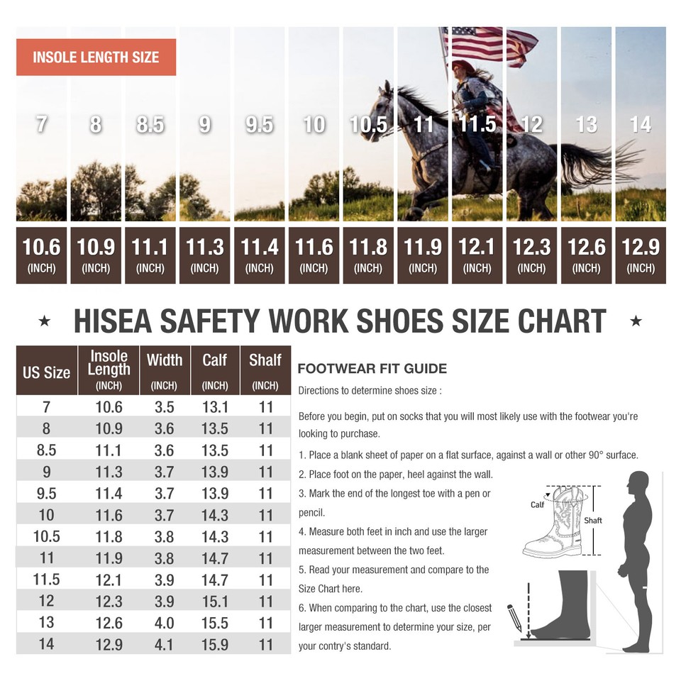 HISEA NINGO Men Steel Toe Work Boots Waterproof Square Toe Leather ...