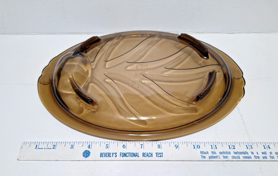 Pyrex Meat Platter Smoky Brown Amber Glass Footed Juice Well Vintage ...
