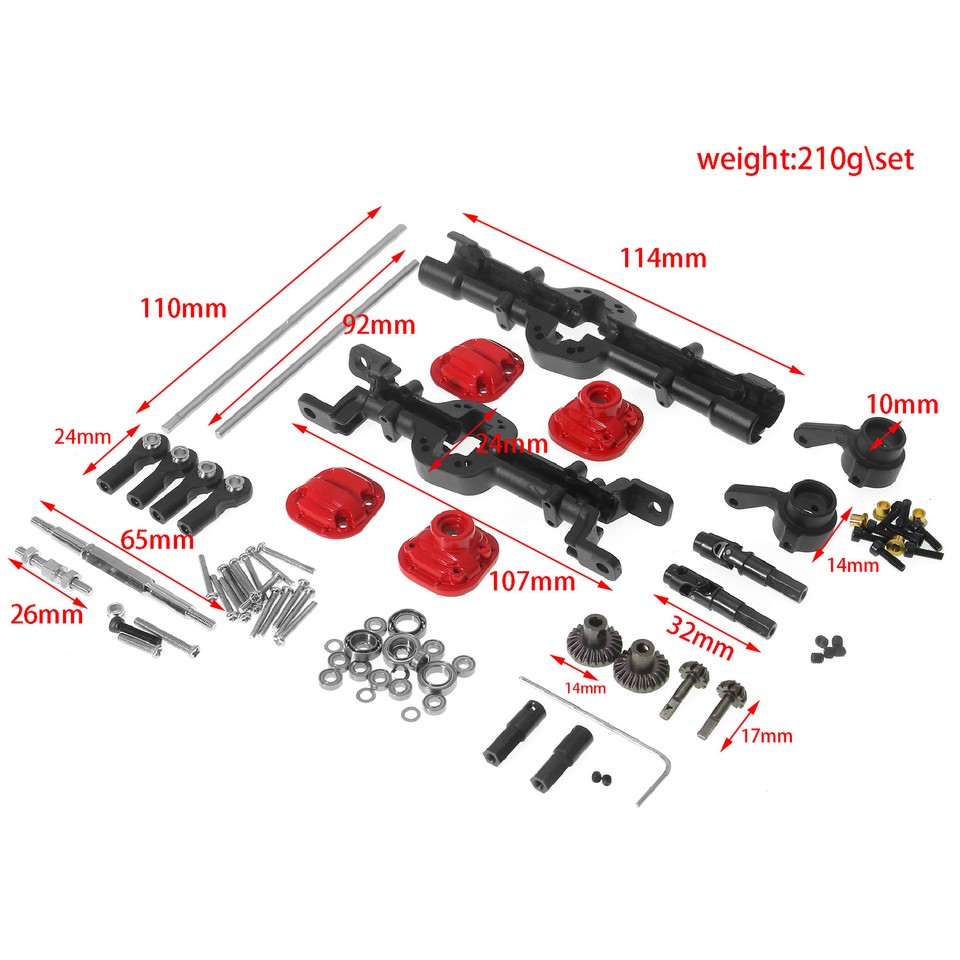 Metal Front & Rear Axle Assembly Set for MN Model D90 D91 D96 98 99S RC ...