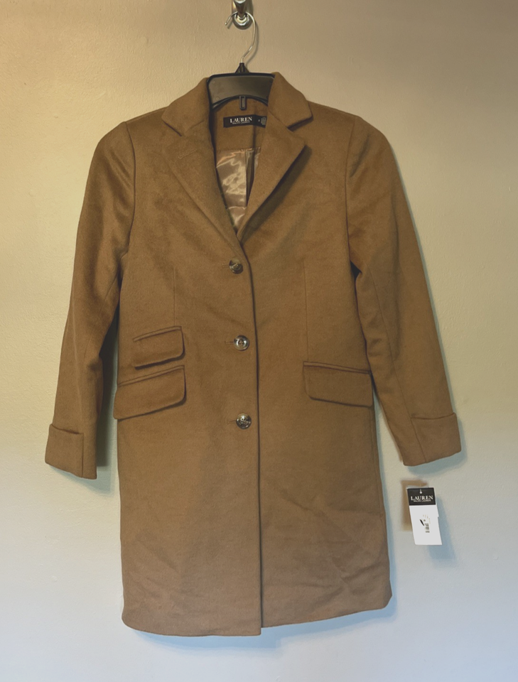 Ralph Lauren women's Camel Tan Wool blend Reefer Coat - size 0 - retail ...