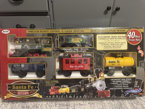 NEW EZTEC Santa Fe Express 40PC Wireless Remote Control "G" Gauge Train ...